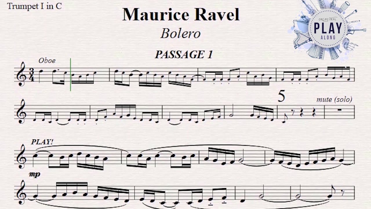 FREE Play-Along for TRUMPET: Ravel's BOLERO 🥁🎶🆓 Without metronome & dif ...
