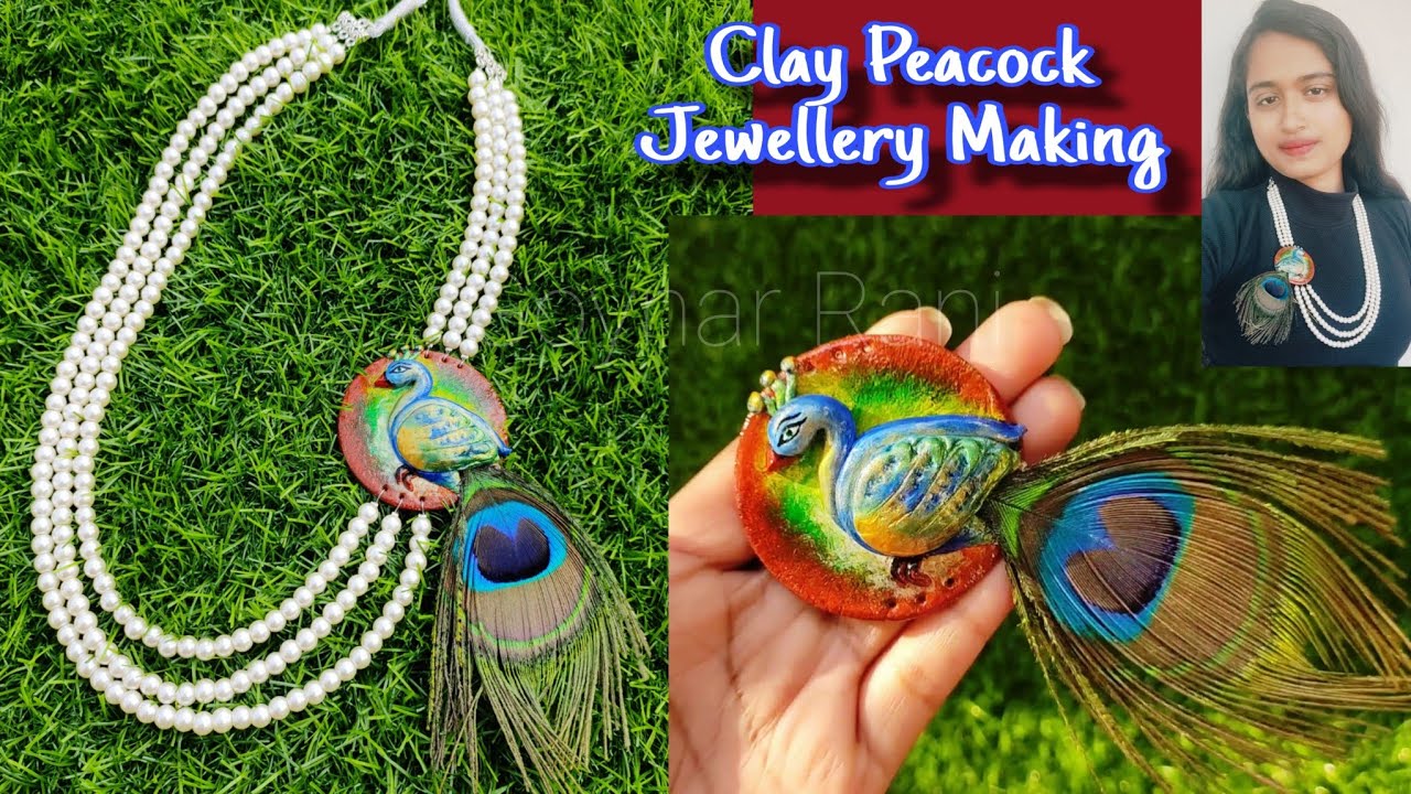 DIY Clay Peacock Jewellery Making/ক্লে দিয়ে তৈরি ময়ূর গয়না/How To ...