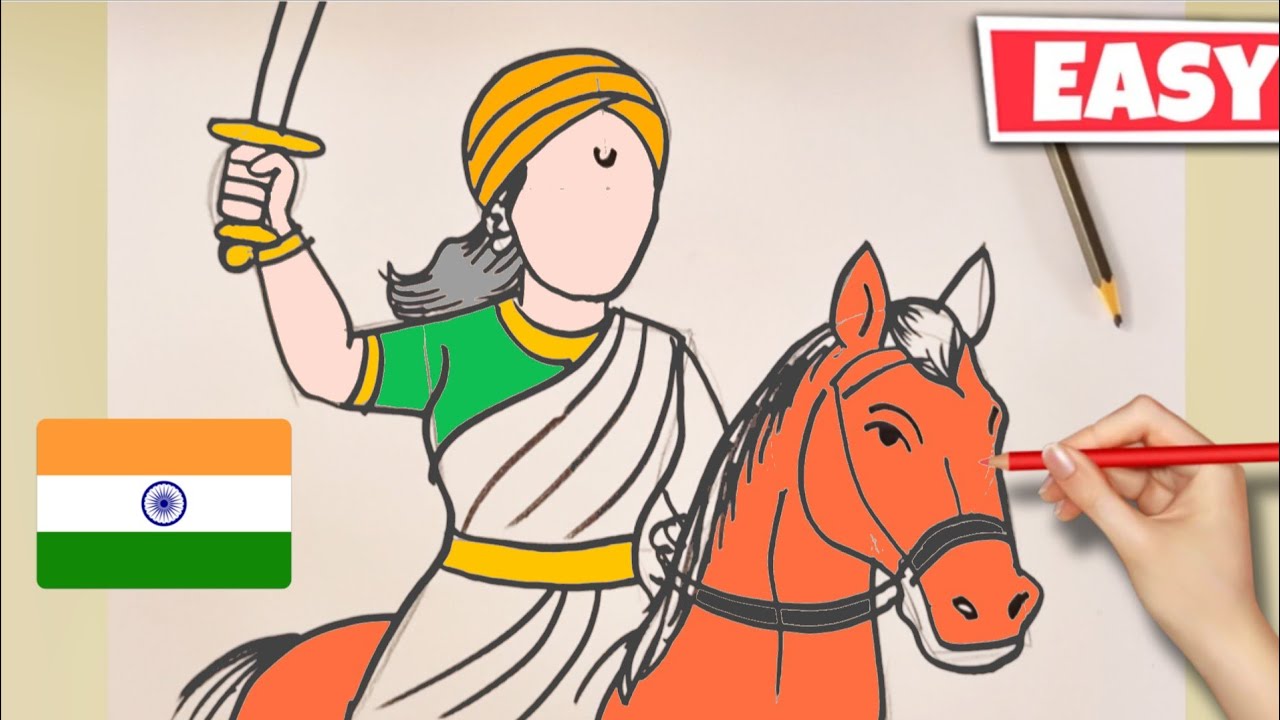 Jhansi ki Rani Laxmi Bai Drawing || Independence day drawing || freedom ...