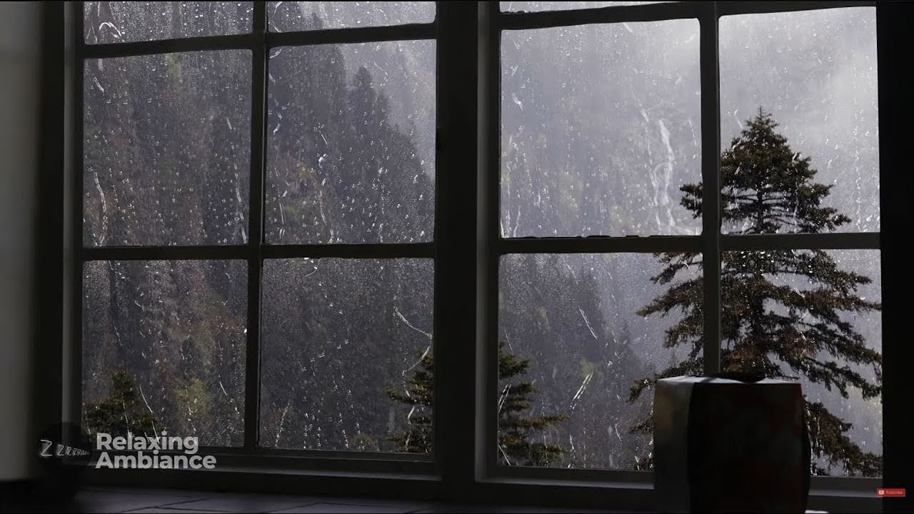 Heavy Rain Hitting Glass Window with Thunder | Rain Sounds for Sleep ...