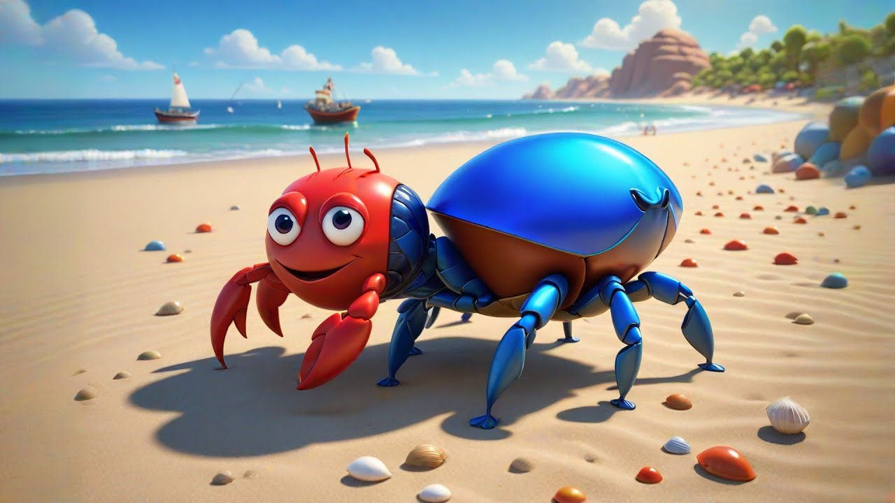 Five Little Crabs Crawl on the Beach | Counting Song for Kids | Learn ...