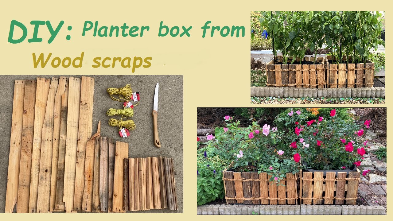 DIY craft: Easy Planter box from scrap woods - YouTube