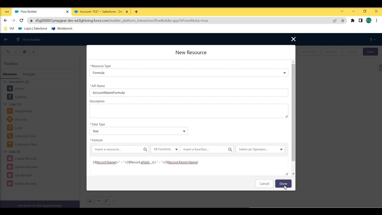 Update Account Name with specific Formula using Flow #inSalesforce - YouTube