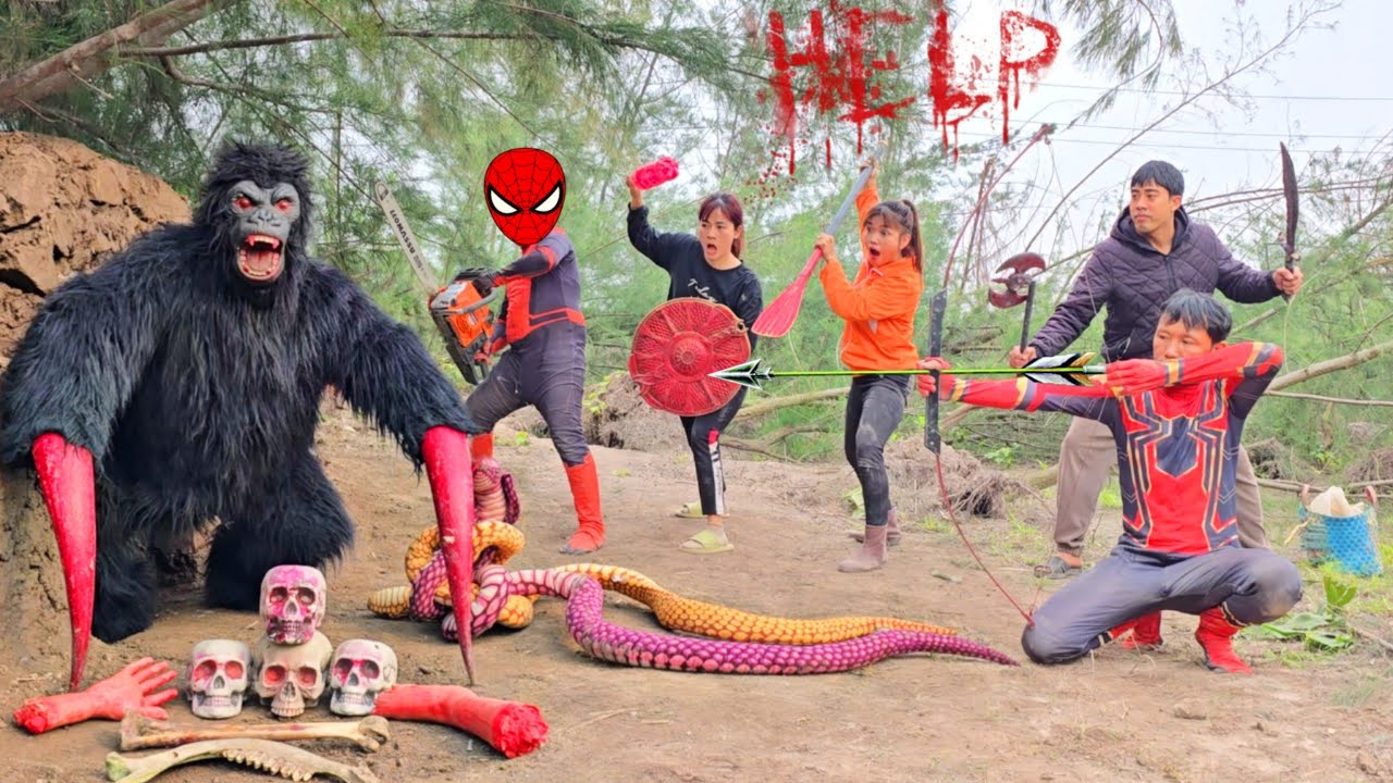 Brave Spider-Man Attacks 2 Gorilla Monsters - YouTube