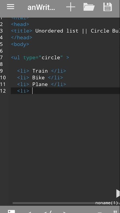 UNORDERED LIST WITH TYPE CIRCLE BULLET || HTML || #Shorts #Short - YouTube