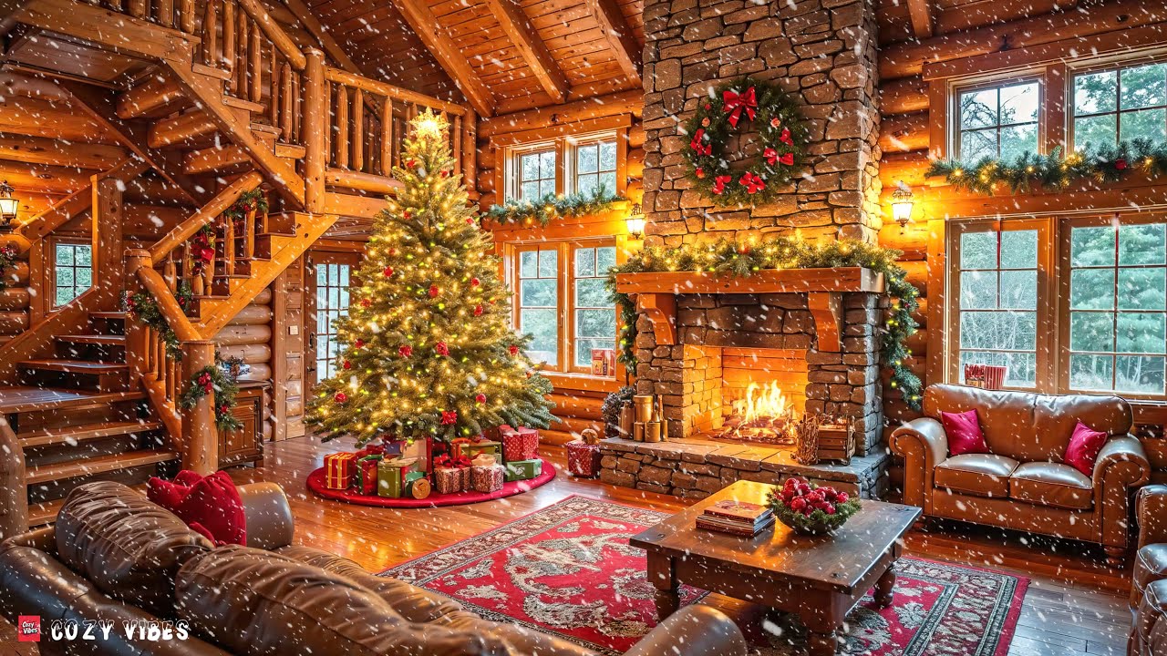 Relaxing Christmas Music Fireplace 🎅🎄Beautiful Christmas Ambience 🔥 ...