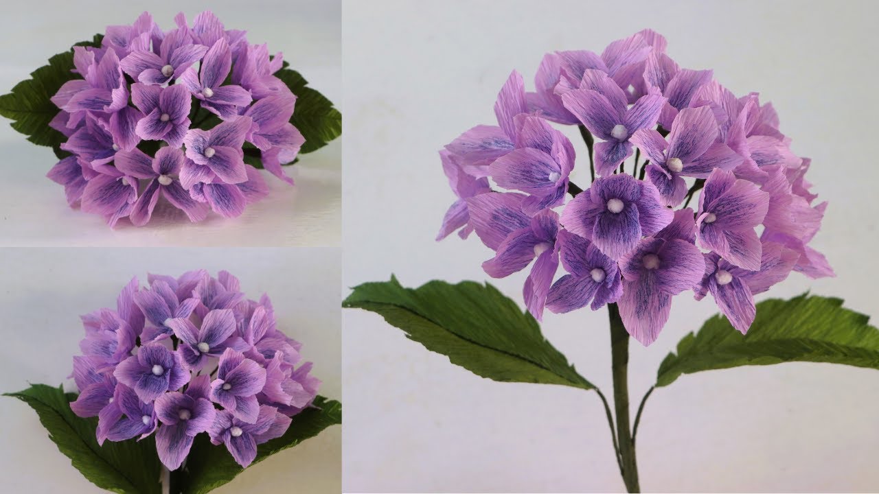 Hydrangea Paper Flowers/ How To Make Hydrangeas Paper Flower/ Paper ...