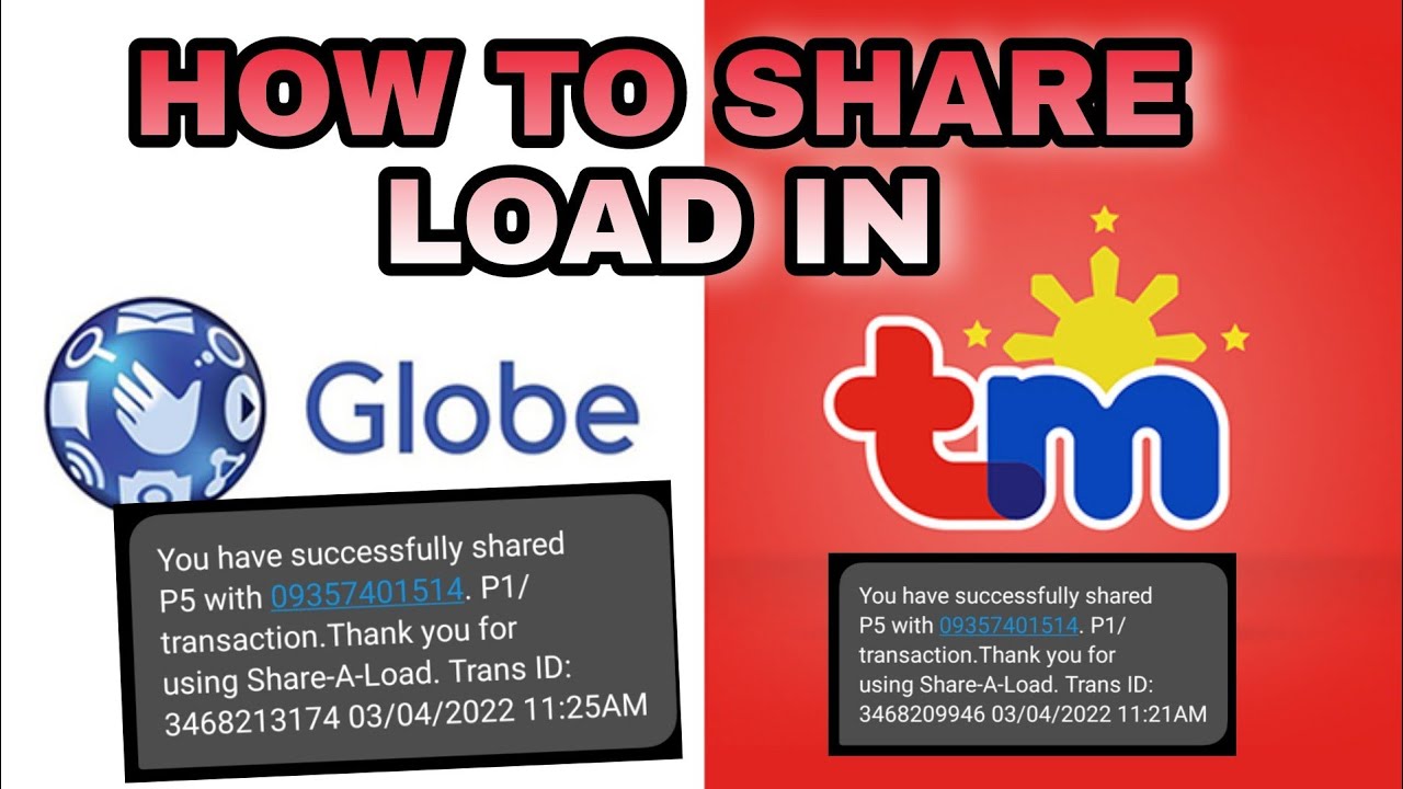 How to SHARE/PASALOAD IN GLOBE AND TM SUBSCRIBERS 2022l share load ...