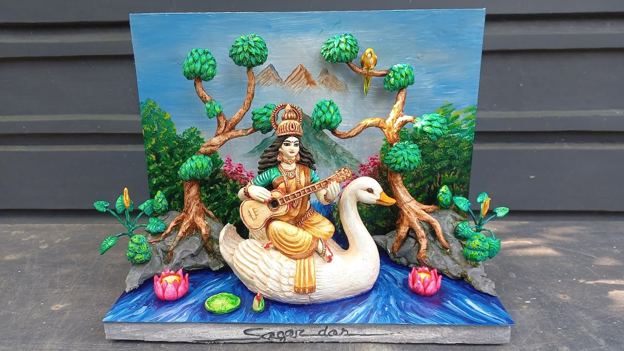 maa Saraswati Murti making at home | Unique Maa Saraswati Design" - YouTube