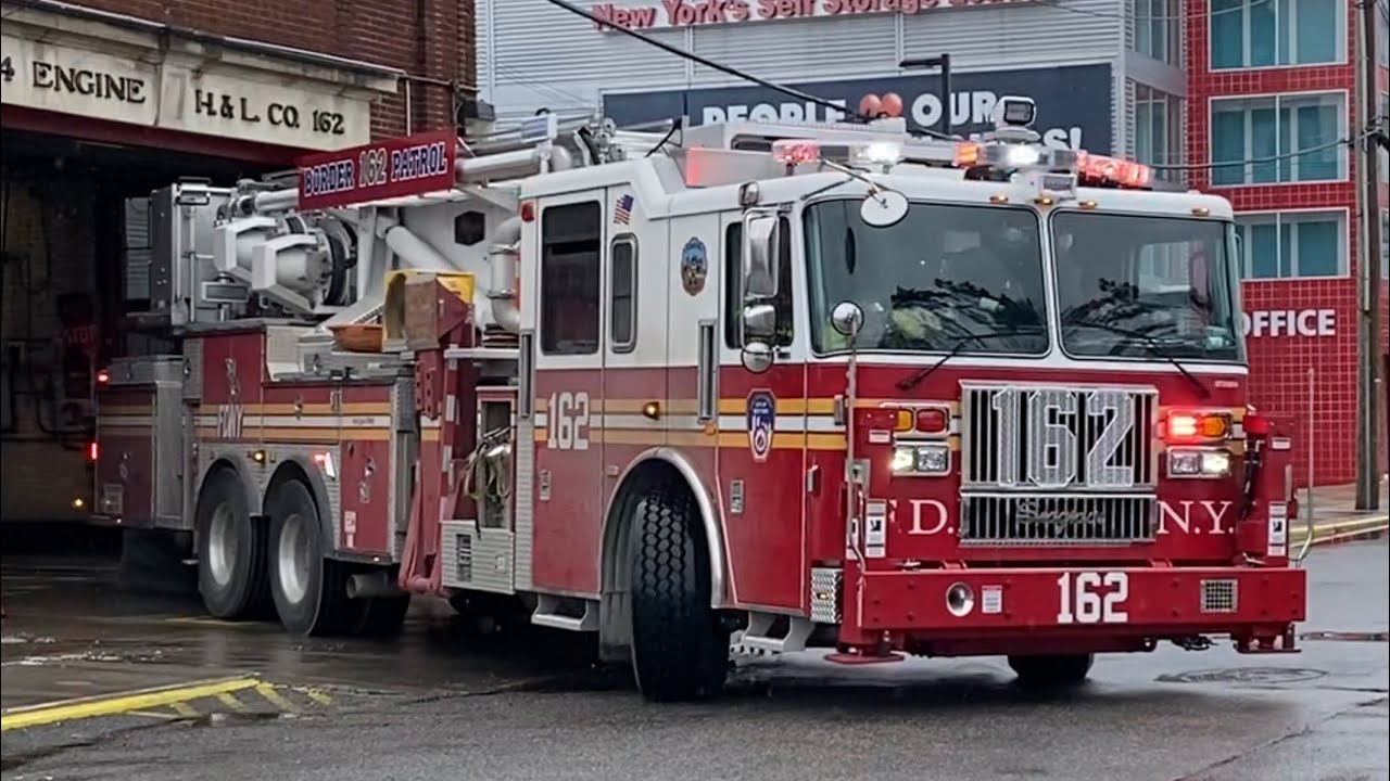 🌟 BRAND NEW 🌟 FDNY Tower Ladder 162 “BORDER PATROL” Responding - YouTube
