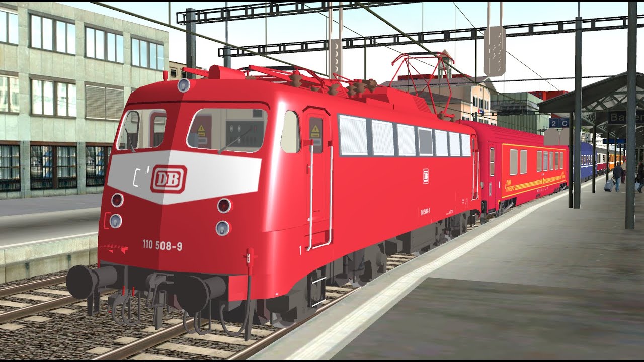 Open Rails SBB. Baden-Aarau mit DB-E 110. - YouTube