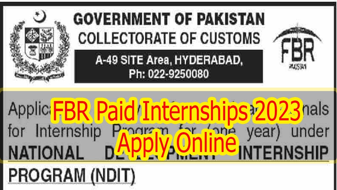 New FBR INTERNSHIP 2023 Apply Online |Federal Board of Revenue ...