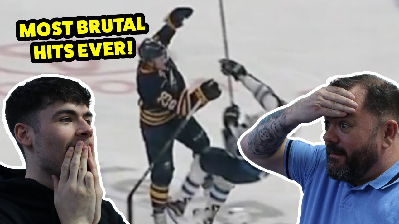 British Father and Son React! 10 Minutes of NHL Massive Open Ice Hits ...
