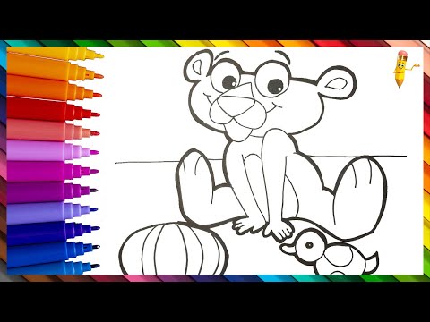 Drawing And Coloring Baby Pink Panther 🍼🐆 Drawings For Kids