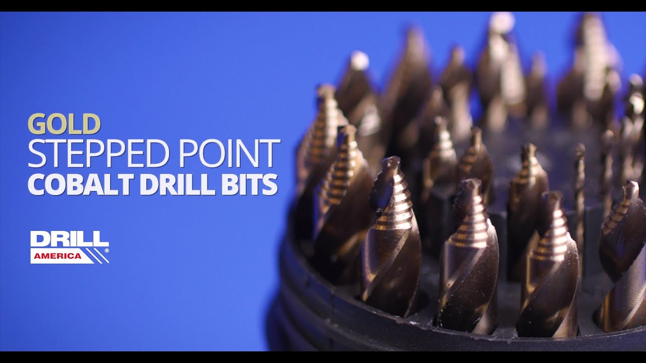 Gold Stepped Point Cobalt Drill Bits from Drill America - YouTube
