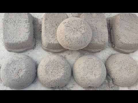 concrete+sand asmr bowl+fat slabs dry crumbling on floor+mud pot dusty ...