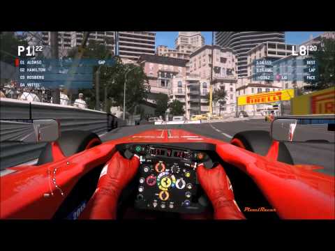 F1 2013 PC Gameplay, Ferrari, Alonso, Monaco Race, 25% of full distance by PixxelRacer