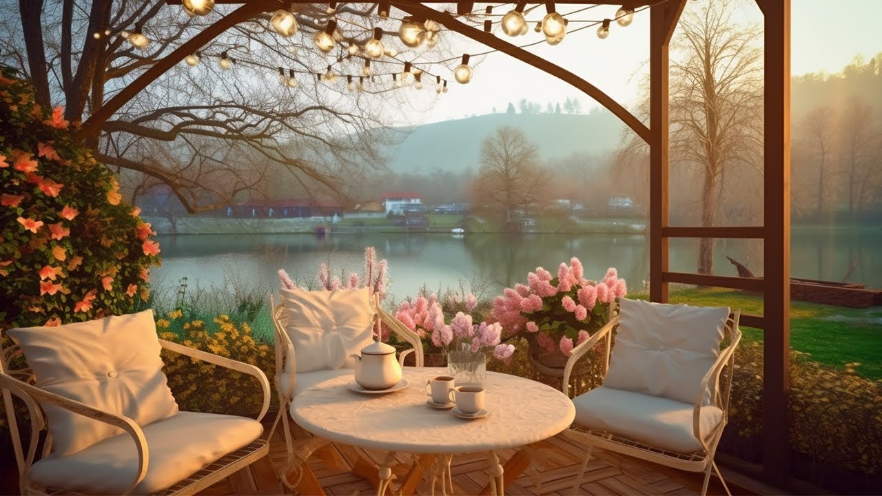 Lake House Porch in Spring Morning with Relaxing Birdsong and Outdoor ...
