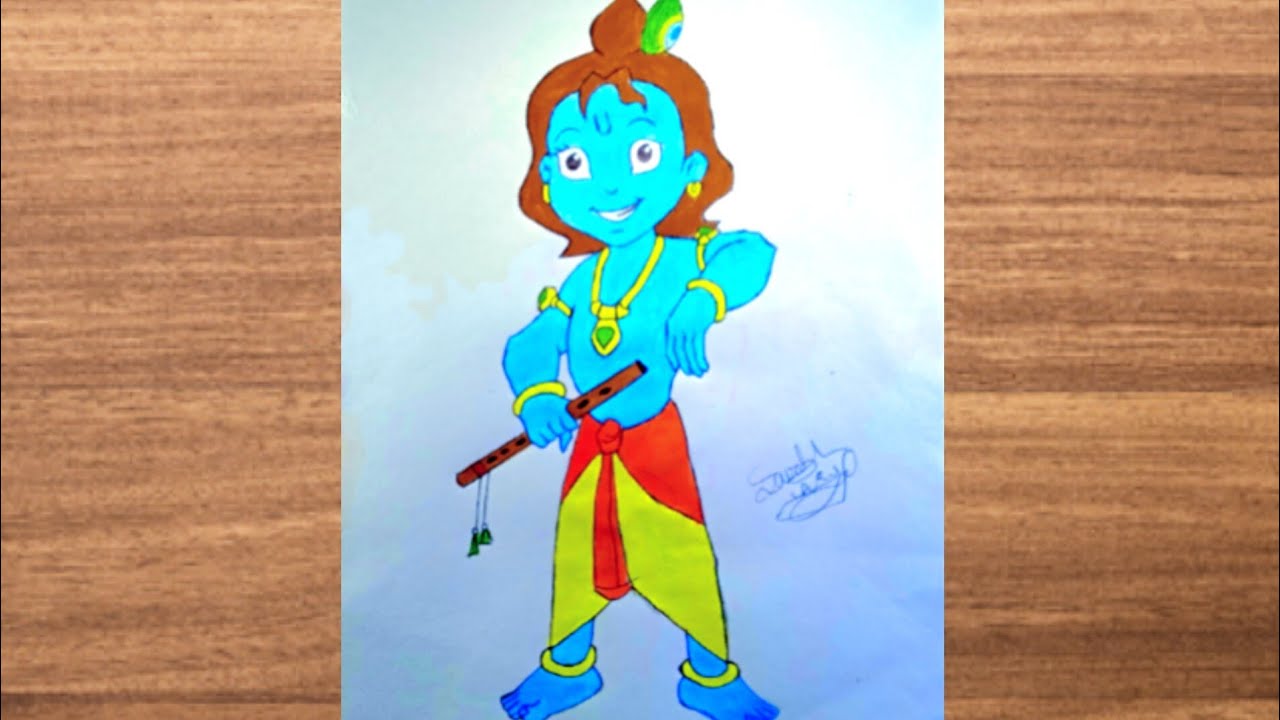 🥰How to make shree krishna drowing with water colours - YouTube