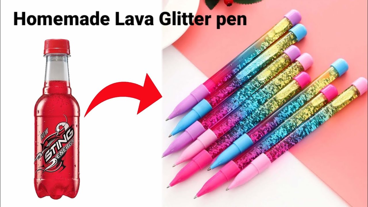 Lava Glitter Pen making/Homemade Glitter Pen/How to make liquid glitter ...