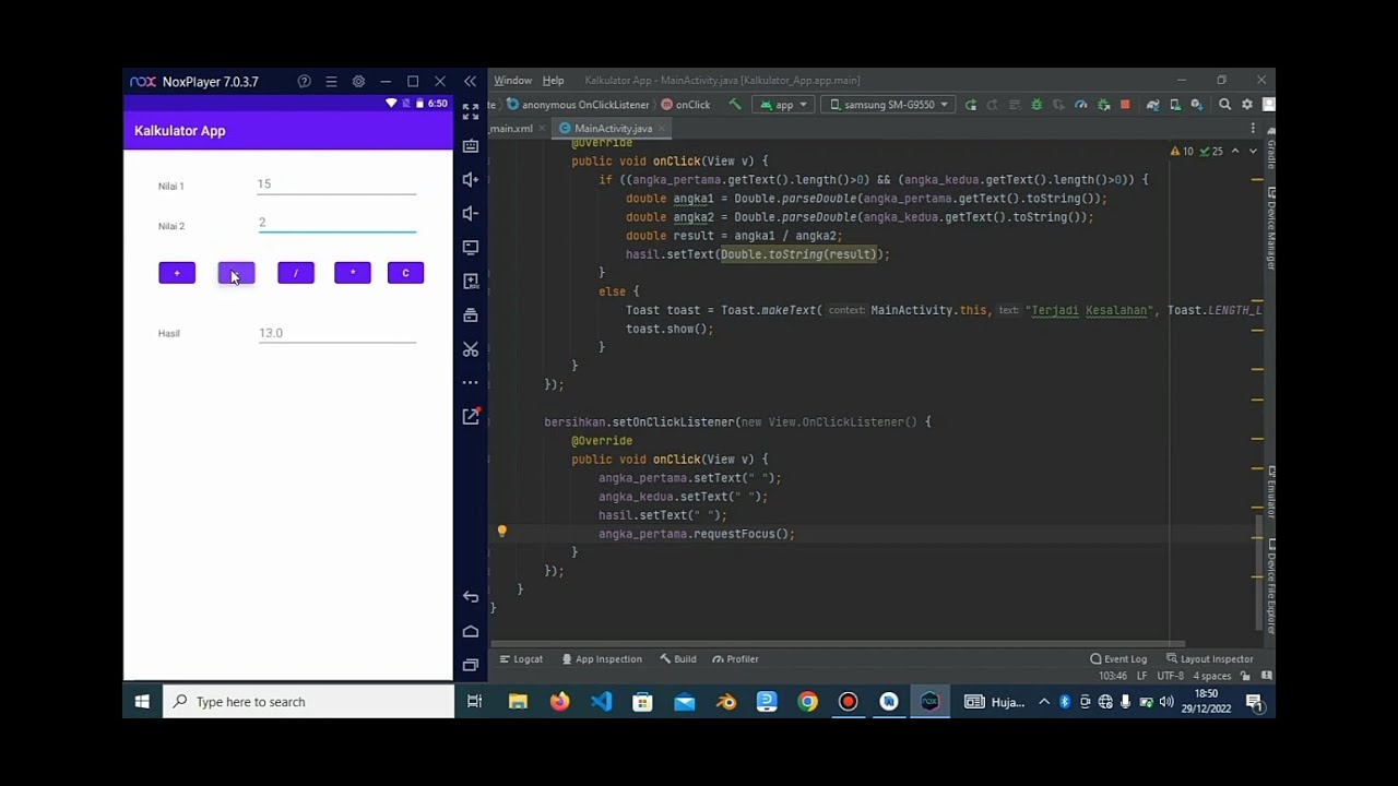 Android Studio - Kalkulator Sederhana || Tugas - YouTube