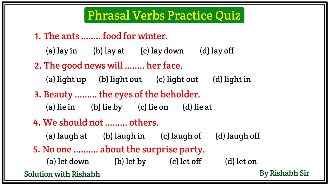 Phrasal Verbs Practice Set for all competitive exams | Phrasal verbs ...