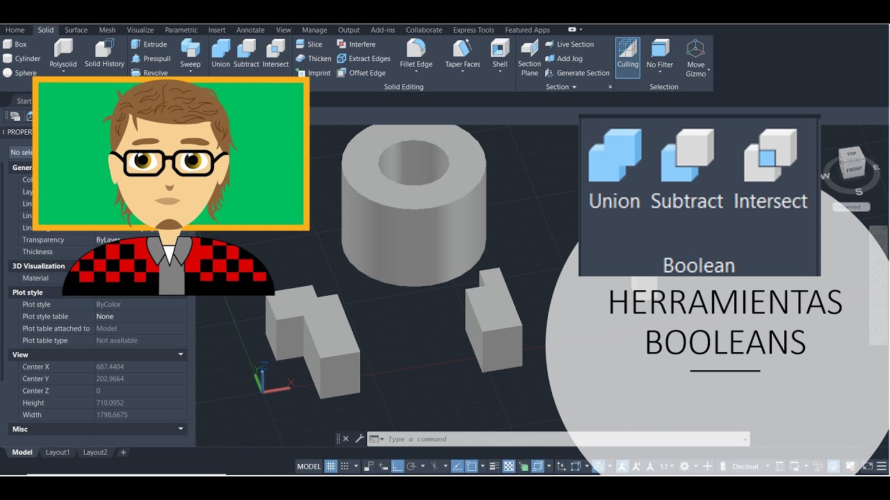 Boolean AutoCAD 3D Herramientas Booleanas - YouTube