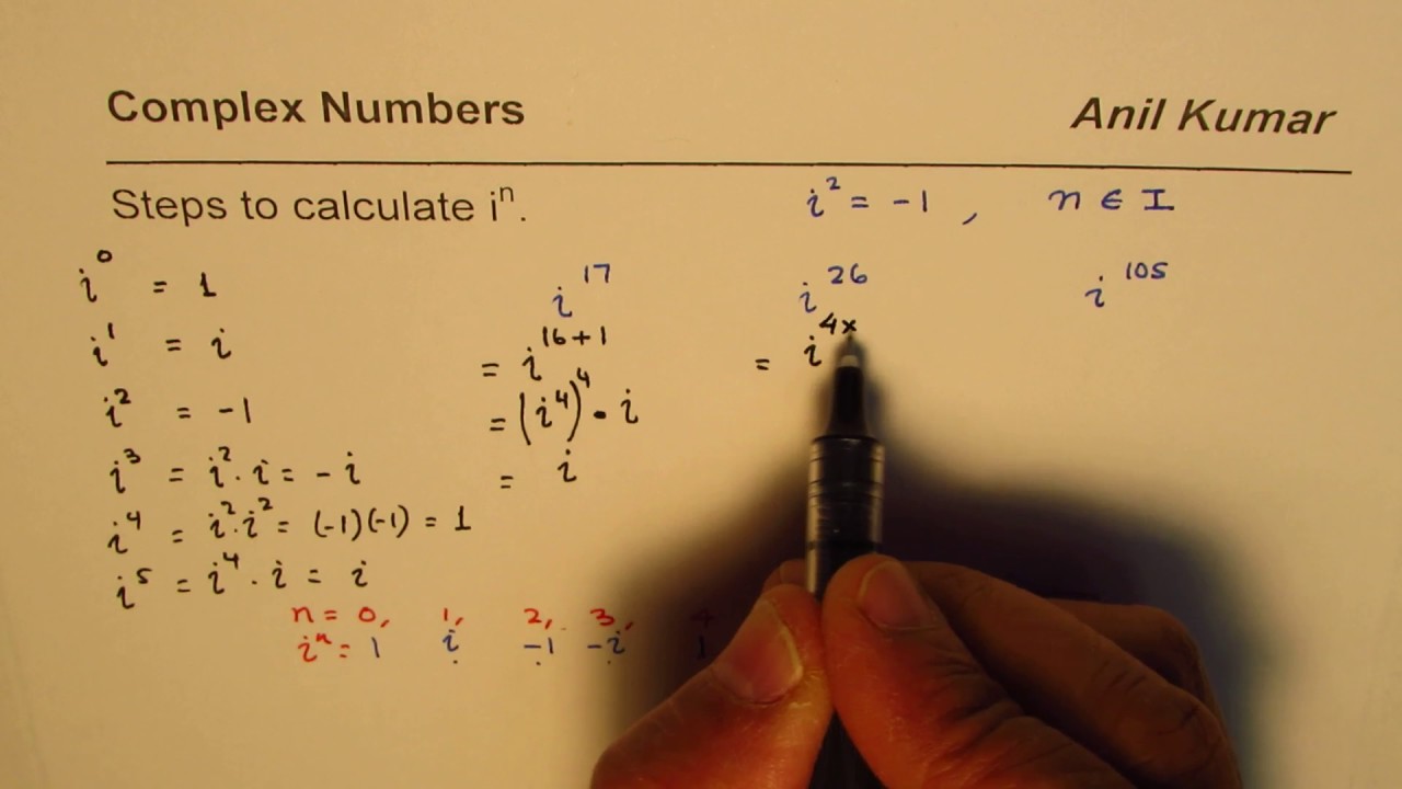 Steps To Calculate Powers Of Pure Imaginary Number - Youtube