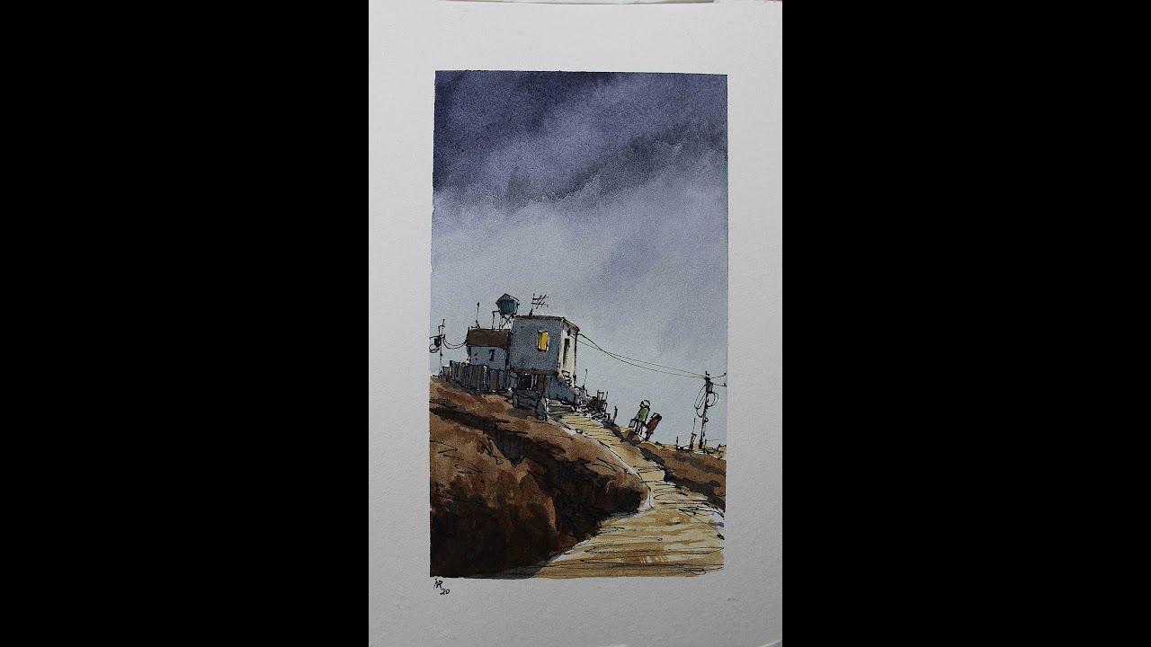 Line and wash watercolor Start To Finish Process in Full Real time.Nil ...