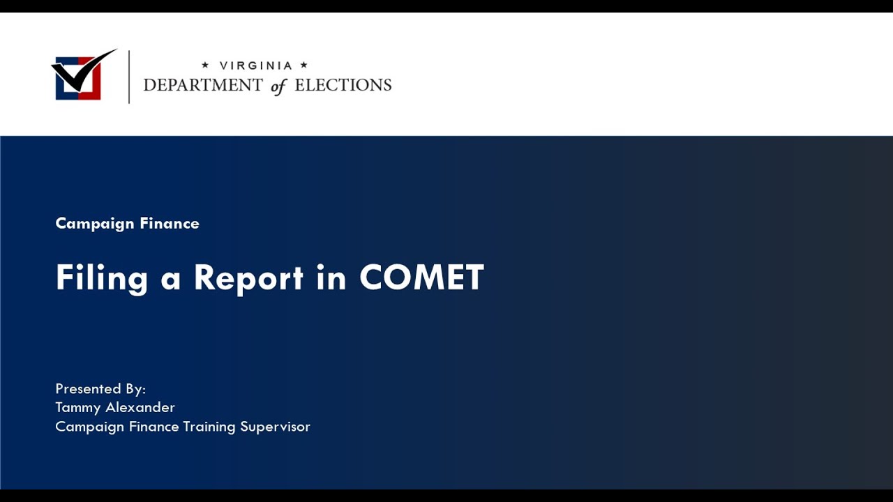 Filing a Report in COMET - YouTube