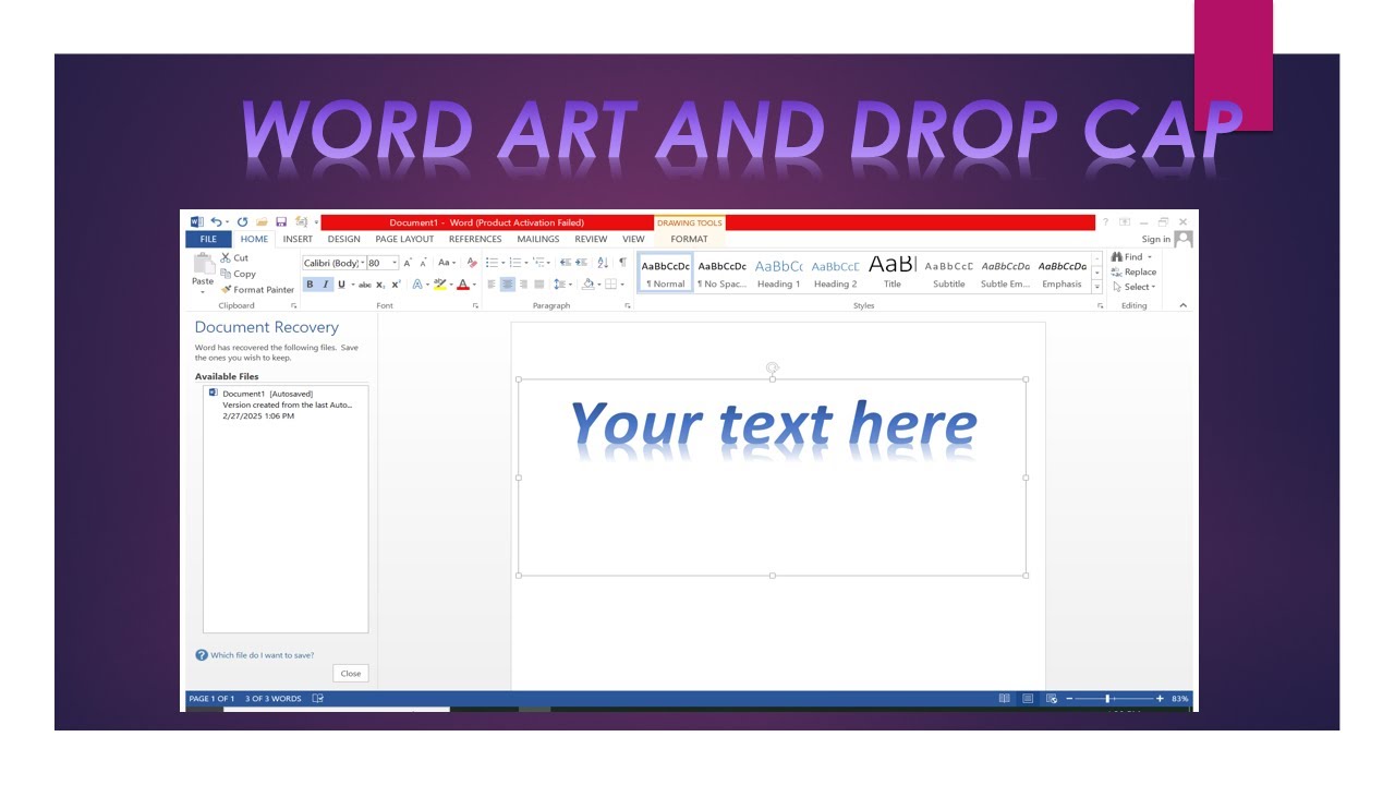 WORD ART & DROP CAP - YouTube
