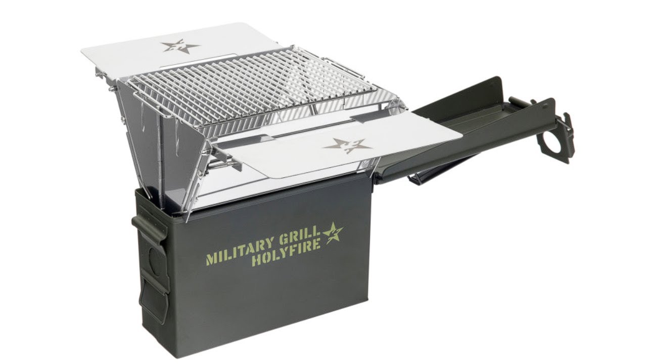 【HolyFire】弾薬箱型ミニグリルで野営焼き肉、小さくて可愛い焚き火台もできる - YouTube
