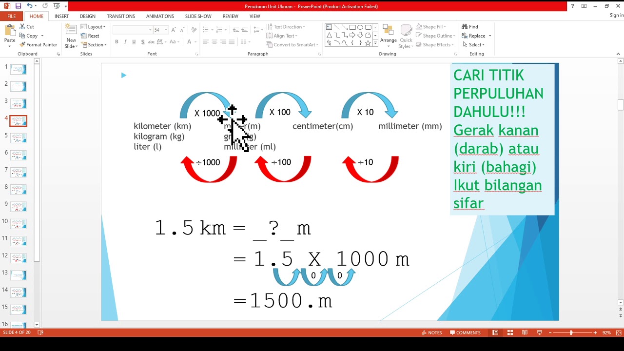 Menukar Unit Ukuran Panjang, Jisim dan Isipadu Cecair - YouTube
