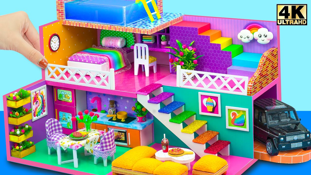 DIY Miniature House #67 | Build 3 Story Resort House, Rooftop Swimming ...