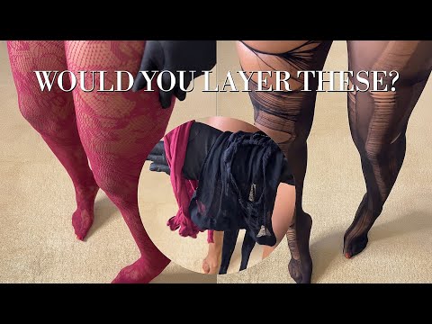 Ripped Tights Layering Idea | Floral Lace Tights Under Sheer Black Tights 🖤