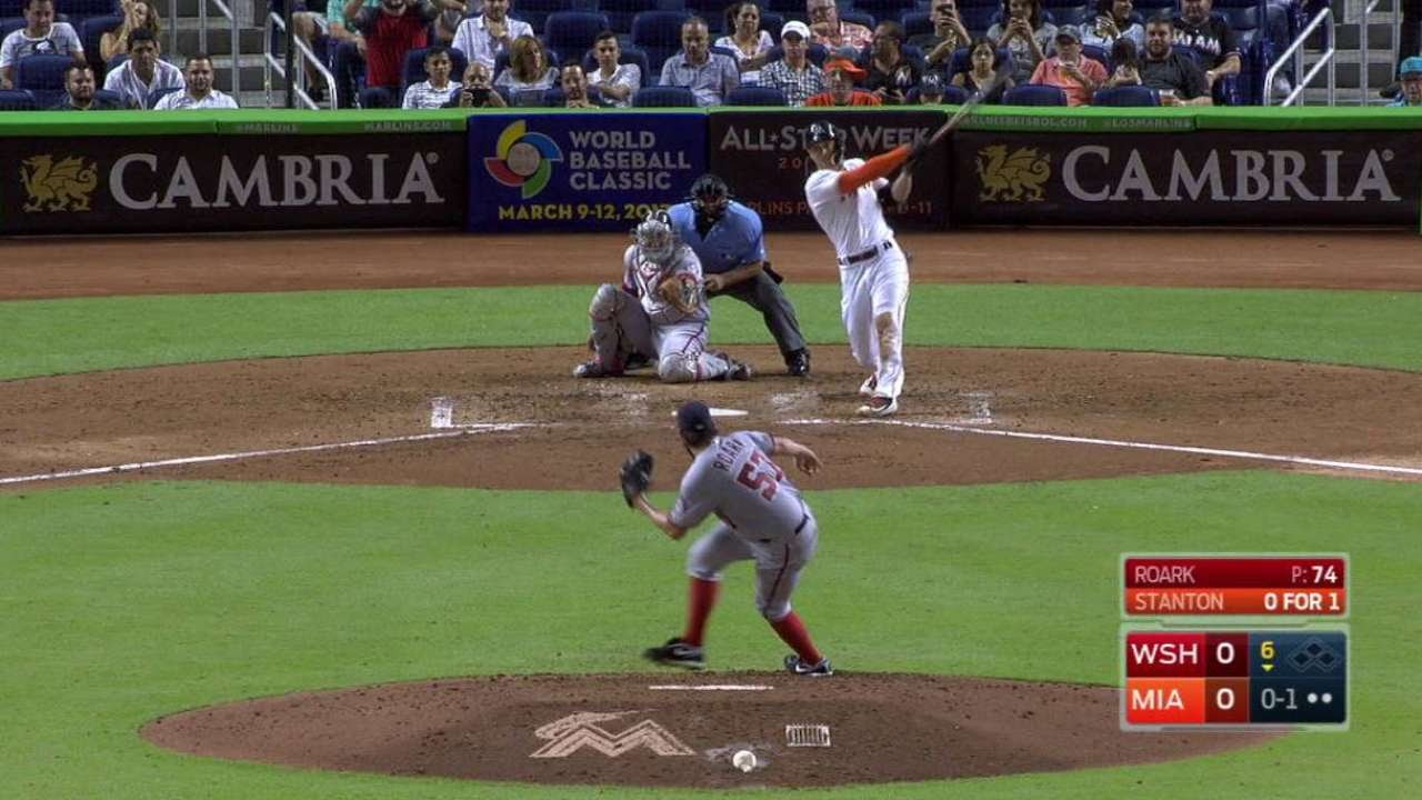 WSH@MIA: Stanton belts a solo home run to right - YouTube