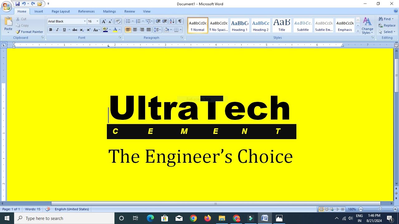 How to Make Ultra Tech Cement Logo Drawing in MS Word | How to Learn MS ...