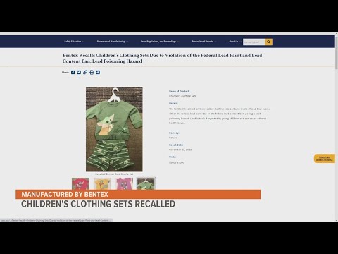 Children's clothing sets recalled over high lead levels - YouTube