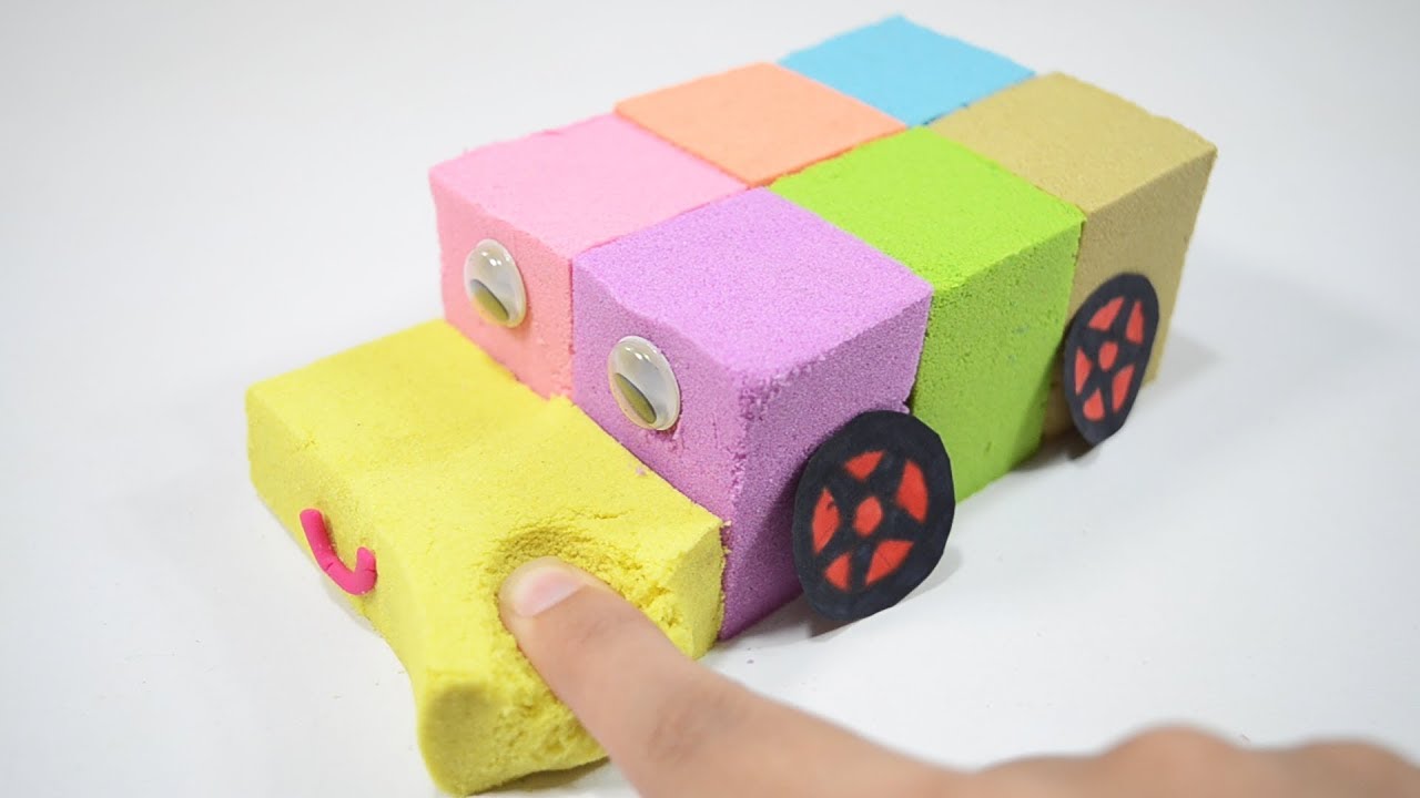 How to Make Kinetic Sand Car For Kids, Learn Colors | Mary Had A Little ...