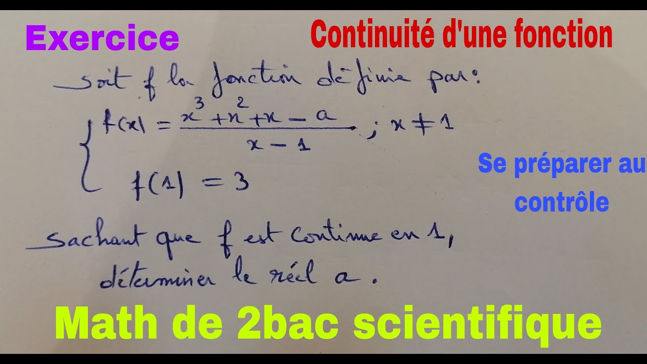 continuite dune fonction.....math de 2bac pc et svt et sm - YouTube