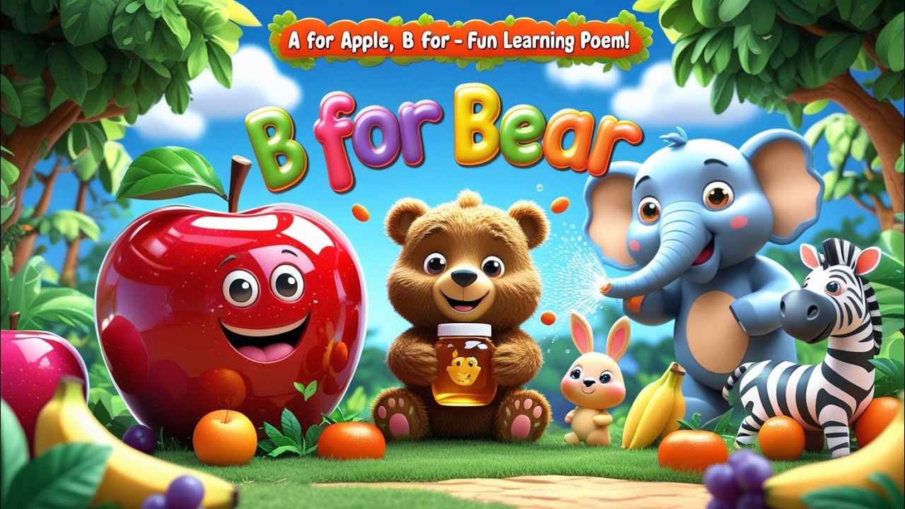 nursery rhymes poem | Poem | cartoon for kids | Apple | banana ...