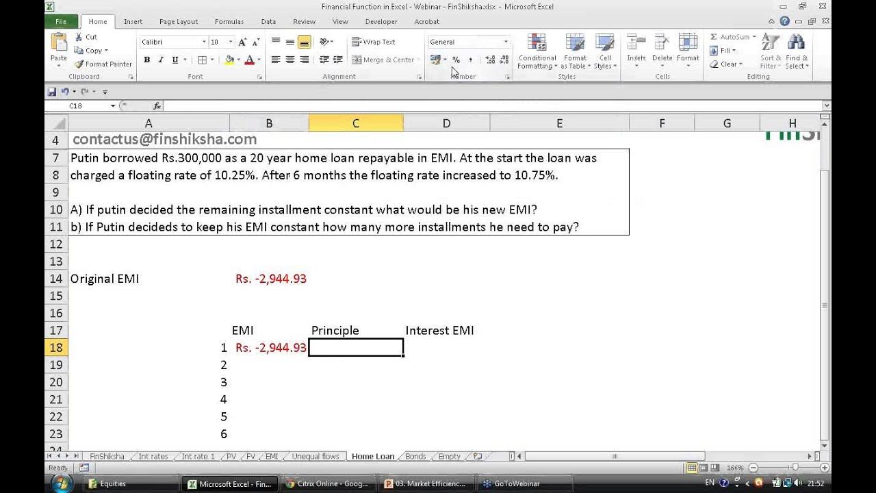 Calculating EMI in Excel - YouTube