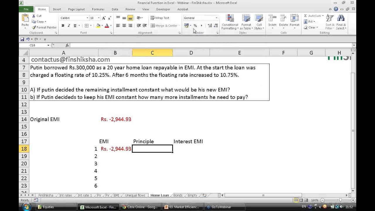 Calculating EMI In Excel YouTube Calculating EMI In Excel YouTube