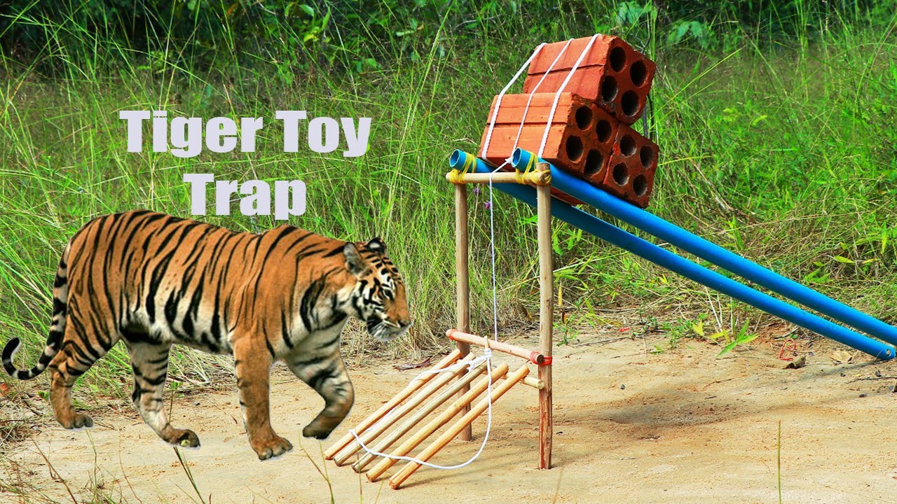Creative Technology Unique Easy Tiger Toy Trap Make From Brick And Blue ...