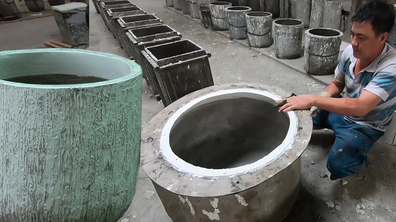 How to make a large cement pot easily | Vietnam Pottery - YouTube