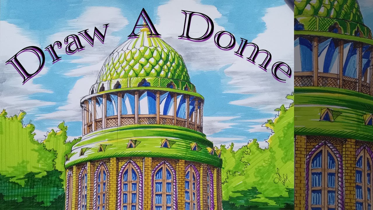 Draw a Green Dome [ how to draw a masjid? ] (creative drawing) #mosque ...