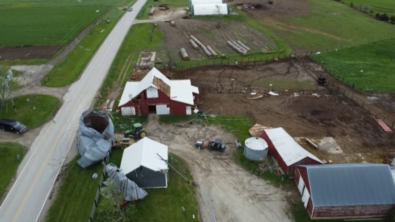Tornado Damage On a Farm near Lorimor IA 4/27/24 - YouTube