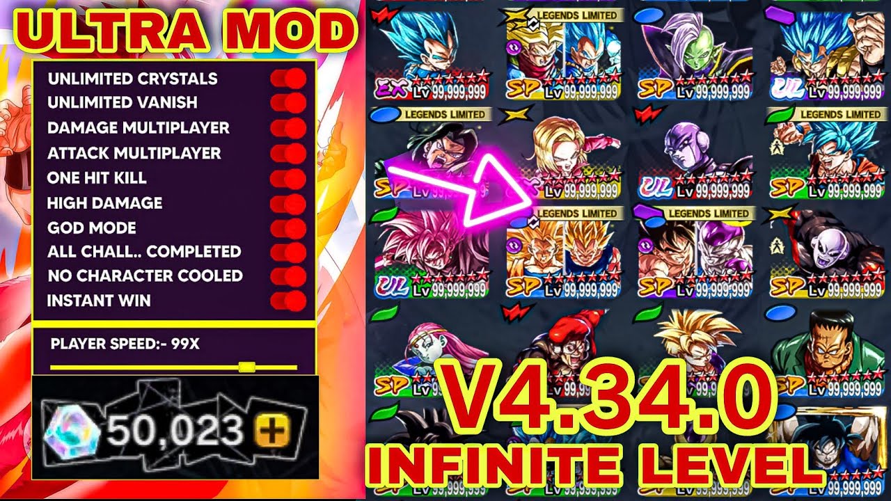 Dragon Ball Legends NEW ULTRA MOD V4.34.0 / infinite Level Characters ...
