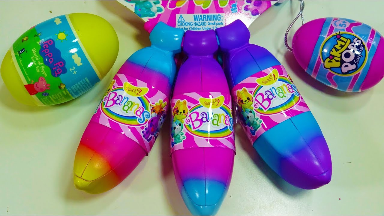 Pikmi Pops Surprise Egg Kinder Joy Eggs Bananas Baobab Tree Bunch Peppa ...