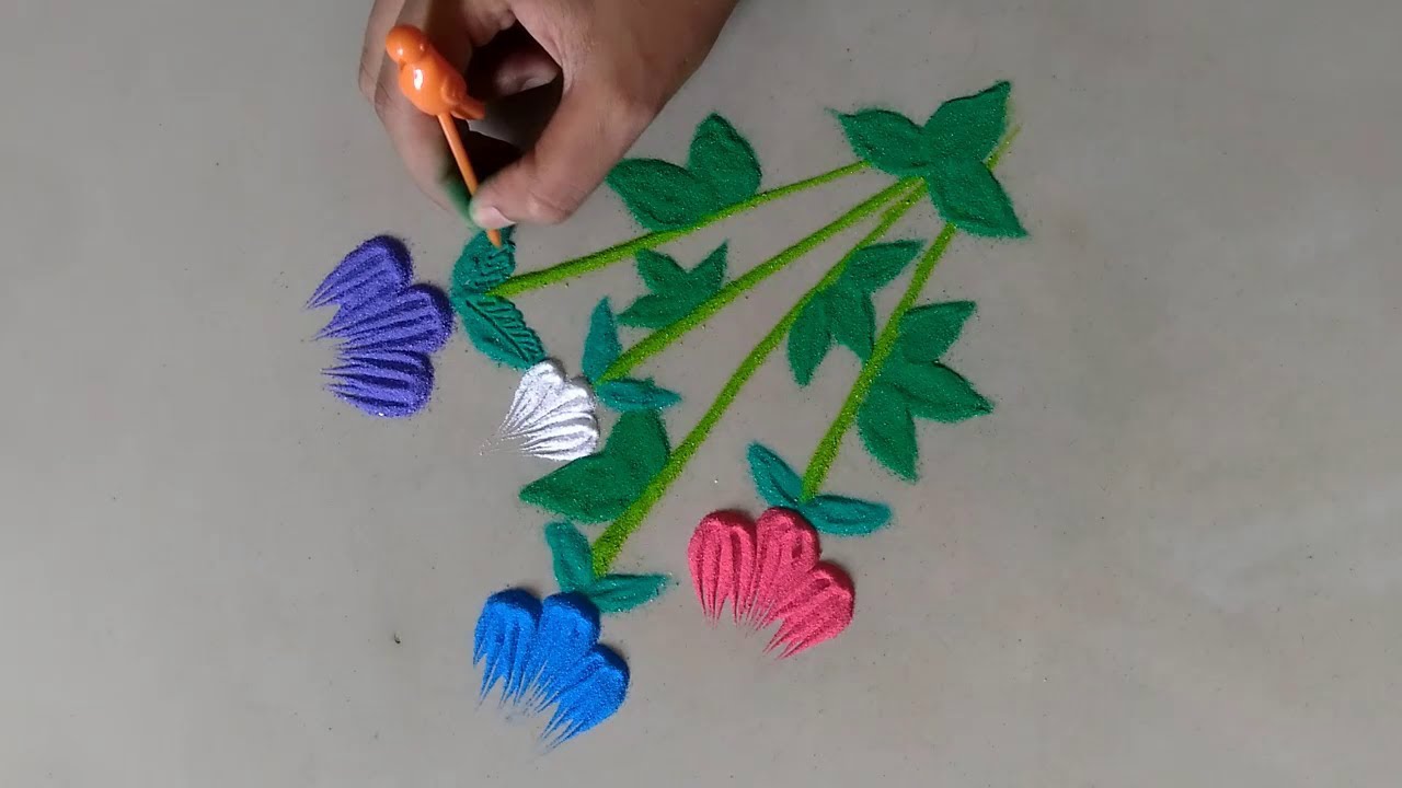 Very SMALL beautiful rangoli design for everyday within 1min || Daily ...